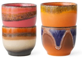 HK living Set hrnků Coffee Cups Java 70's – 4 ks, multi barva, keramika
