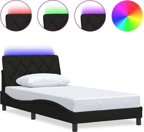 Rám postele s LED bez matrace černý 100x200 cm Látka 3310652