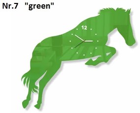 Designové nástěnné hodiny ve tvaru koně Zelená