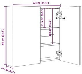 vidaXL Marketos LED koupelnová skříňka se zrcadlem betonově šedá 62x14x60 cm