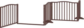 Zábrana pro psy s dvířky skládací 6 panelů hnědá 480 cm topol 3155633