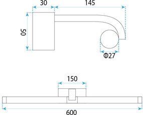 Toolight Toolight, LED nástěnné svítidlo 60cm, 13W, 4000K, 1000lm, APP1886-1W, zlatá matná, OSW-66041