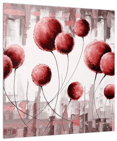 Abstraktní obraz - červené balónky (40x40 cm)
