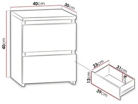 Noční stolek MALWA 40x40 cm matná černá