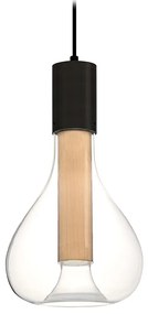 Unikátní závěsné svítidlo ve tvaru kapky Eris  Unikátní závěsné svítidlo ve tvaru kapky Eris Barva svítidla: Černá, Dekor: Přírodní bukové dřevo