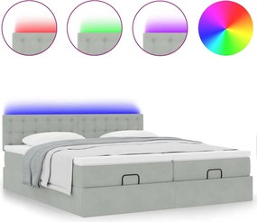 Osmanský rám postele s matracíes světle šedá 200x200cm samet 3312965