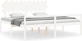 Postel s čelem pro seniory bílý 200x200 cm masivní dřevo 3195567