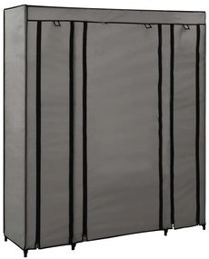 Šatní skříň s přihrádkami a tyčemi šedá 150x45x176 cm textil - Default Title