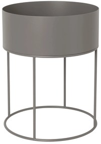 Stojan na květináč Round Warm Grey, šedá barva, kov