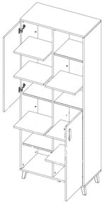 JOKER | regál 3 | 80 cm | bílá/grafit/šedá/lefkas světlý
