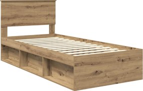 Rám postele Umělecký dub 90 x 190 cm Masivní borové dřevo 3410662