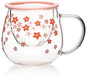 4Home Skleněný hrnek Sakura Hot&Cool se sítkem 400 ml