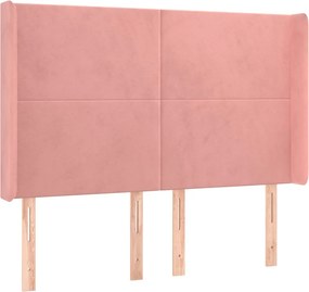 Box spring postel s matrací a LED růžová 140x200 cm samet 3139450