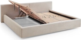 Béžová čalouněná dvoulůžková postel s úložným prostorem s roštem 200x240 cm Cube – Meise Möbel