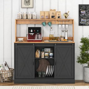 Costway Kuchyňský příborník ve farmářském stylu s nabíjecí stanicí a stojanem