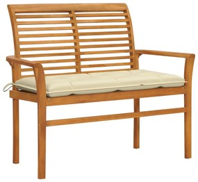 vidaXL Zahradní lavice s krémově bílou poduškou 112 cm masivní teak