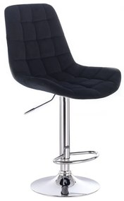 LuxuryForm DESIGN Barová židle PARIS VELUR na stříbrné kulaté podstavě - černá