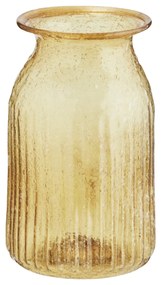 MADAM STOLTZ Váza z recyklovaného skla Yellow 13 cm, žlutá barva, sklo