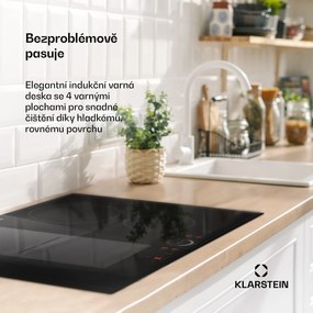 Klarstein Delicatessa 70 Hybrid, vestavná indukční varná deska, 4 zóny, 7000 W, sklokeramika
