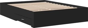 Rám postele se zásuvkami černý 135 x 190 cm kompozitní dřevo 3280406