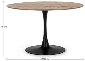 BIZZOTT hnědo-černý kulatý stůl BLOOM 120 cm 0732980