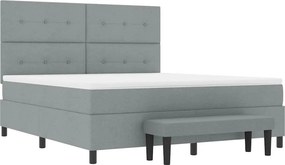 Postel s boxspringem s čelo Světle šedá 180 x 200 cm textil 3344086