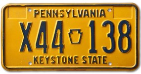 Americká SPZ Pennsylvania Keystone State Yellow