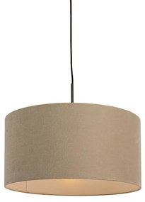Rustikální závěsné svítidlo černé s béžovým stínítkem 50 cm - Combi