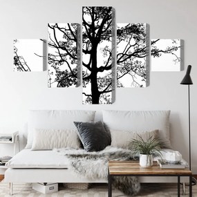 Vícedílný obraz Černý Strom Na Bílém Pozadí Nedostatek Nedostatek Přírodní plátno 150x90