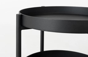 Nordic Design Černý kovový odkládací stolek Nollan 40 cm II. s policí
