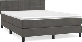 Box spring postel s matrací tmavě šedá 140x200 cm samet 3141306
