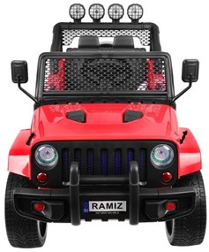 Ramiz Jeep Raptor 4x4, kožená sedačka, 2 místné červené