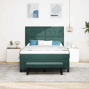 Postel s boxspringem s čelo Tmavě zelená 190 x 140 cm samet 3344513