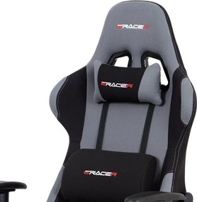 Kancelářská židle houpací mech., kovový kříž, šedá látka – opěrák 90°–180° Šedá