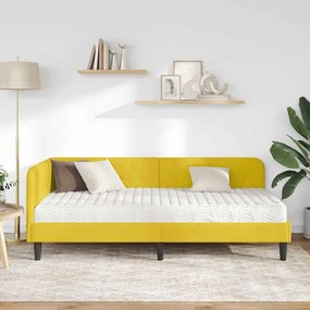 Rohový rám postele Žlutá 90 x 190 cm samet 3394150