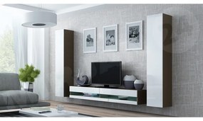 Obývací stěna Zigo New IV, Osvětlení: osvětlení LED - bílé, Barva: šedá / šedá lesk
