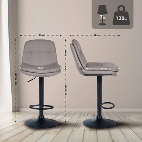 Barová židle Laurel látka černá konstrukce – šedá