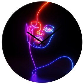 STYLER Nástěnné hodiny NEON sklo průměr 30 cm