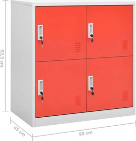 vidaXL Uzamykatelné skříně 2 ks světle šedé 90 x 45 x 92,5 cm ocel [3095225] Barva: světle šedá a červená