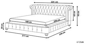 Sametová postel 180 x 200 cm šedá CAVAILLON Beliani