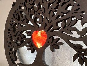 Li-Go "Strom života s podsvíceným achátovým srdcem" dřevěná lampa, černá s patinou  20x22cm