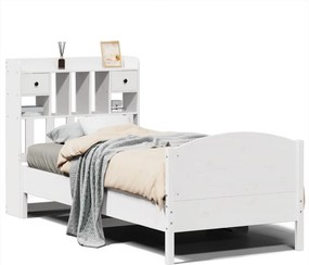 Postel s knihovnou bez matrace bílá 75x190 cm masivní borovice 3323168