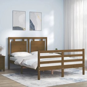 Rám postele s čelem medově hnědý 120 x 200 cm masivní dřevo,  3194049 HangarStore.cz