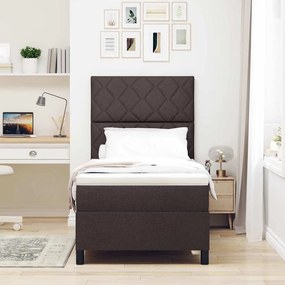 Postel s boxspringem s čelo Tmavě hnědá 90 x 190 cm textil 3339430