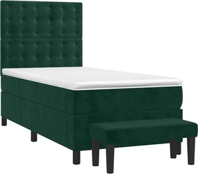 Box spring postel s matrací tmavě zelená 80 x 200 cm samet 3138052