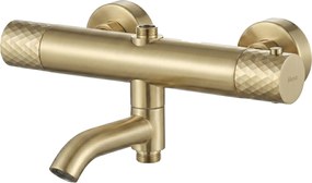 Rea Lungo Diamond, sprchový set s termostatem a otočným vanovým výtokem, zlatá matná, REA-P8923