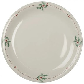 Porcelánový jídelní talíř s cesmínou a puntíky Holly Christmas – 28 cm