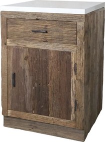 Hnědá antik skříňka s mramorovou deskou Grimaud Kitchen – 60*60*97 cm