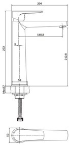 Cersanit S951-585 - Umyvadlová baterie MODUO 27,2 cm černá