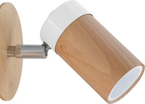 Bodové svítidlo Baron, 1x dřevěné/bílé kovové stínítko, w/dřevo
